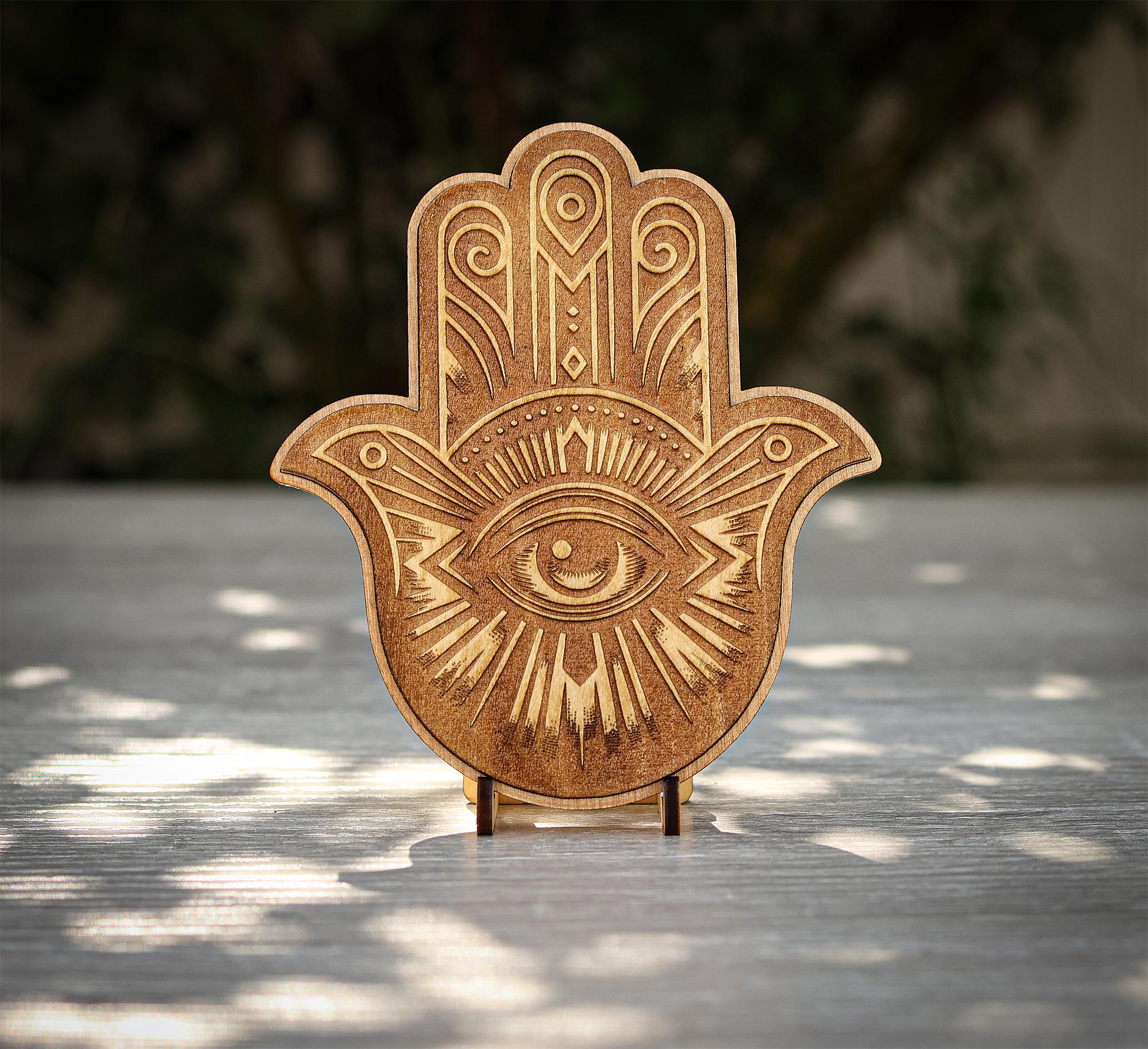 Laser Engraved Wooden Hamsa Hand: Spiritual Home Decor - Etsy