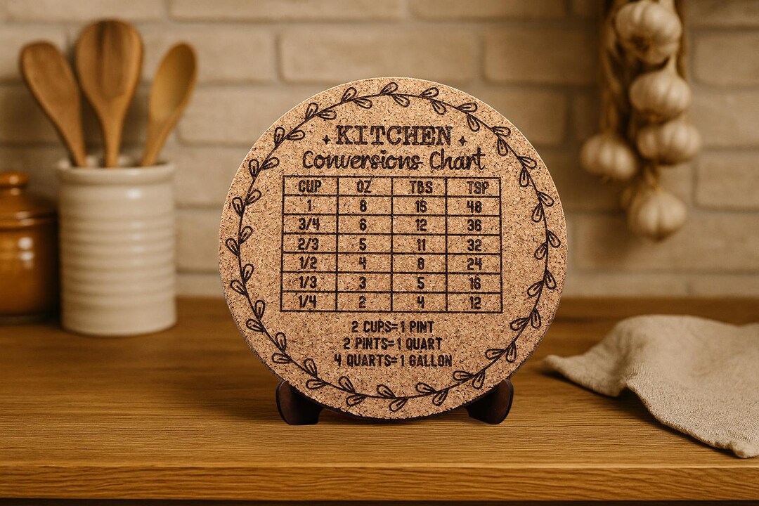 Laser Engraved Cork Kitchen Conversion Chart: Farmhouse Decor - Etsy