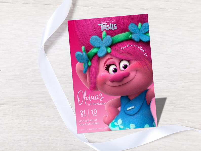 Trolls Invitation | Digital Download | Editable Invitation Printable ...