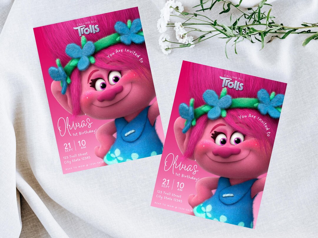 Trolls Invitation | Digital Download | Editable Invitation Printable ...