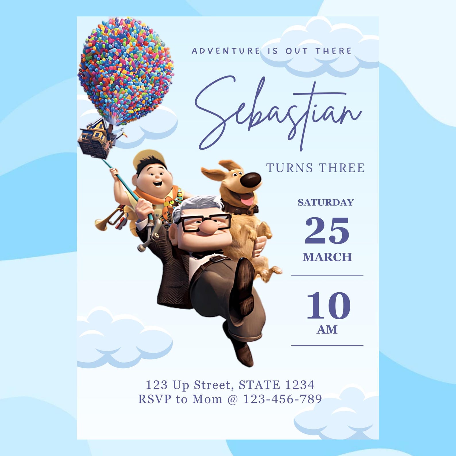 Up Movie Birthday Invitation | Adventure Balloon Theme | Editable Canva ...