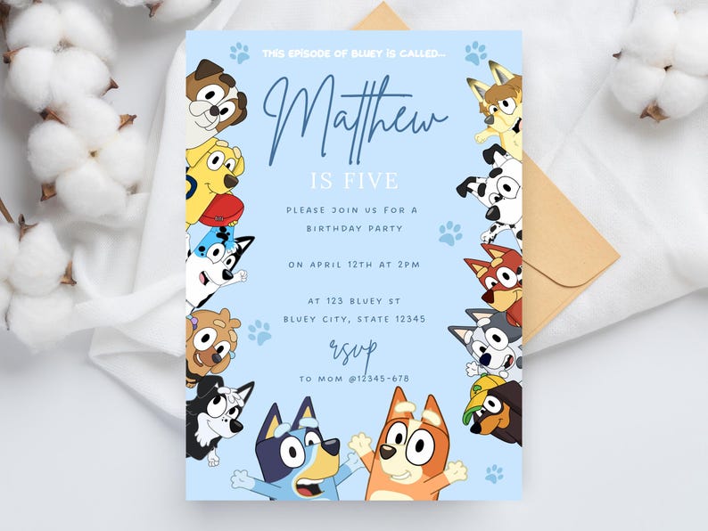 Bluey Invitation | Digital Download | Editable Invitation Printable ...