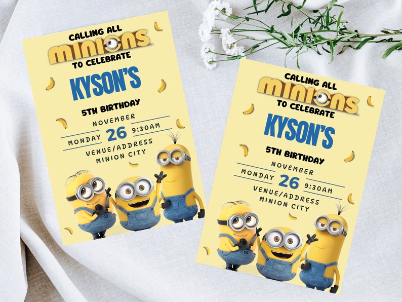Minions Birthday Invitation: Editable Canva Template (digital Download ...