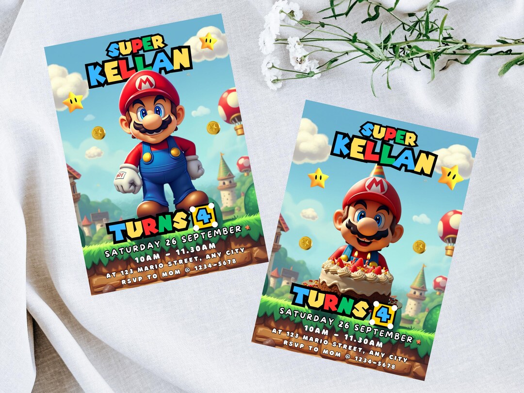 Mario Invitation | Digital Download | Editable Invitation Printable ...