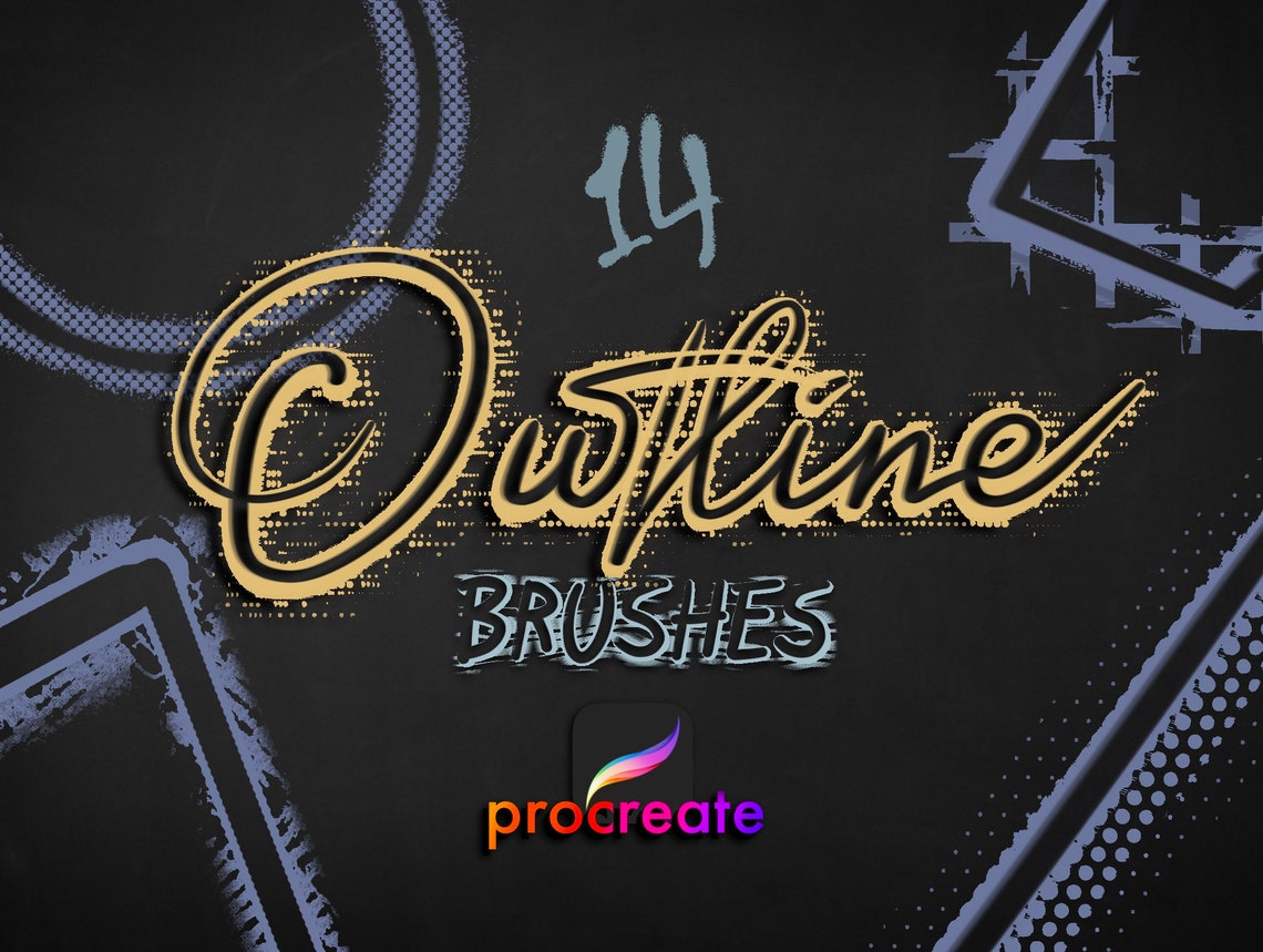 Procreate Outline Brushes. Outline Lettering Brushes. 3D Outline ...