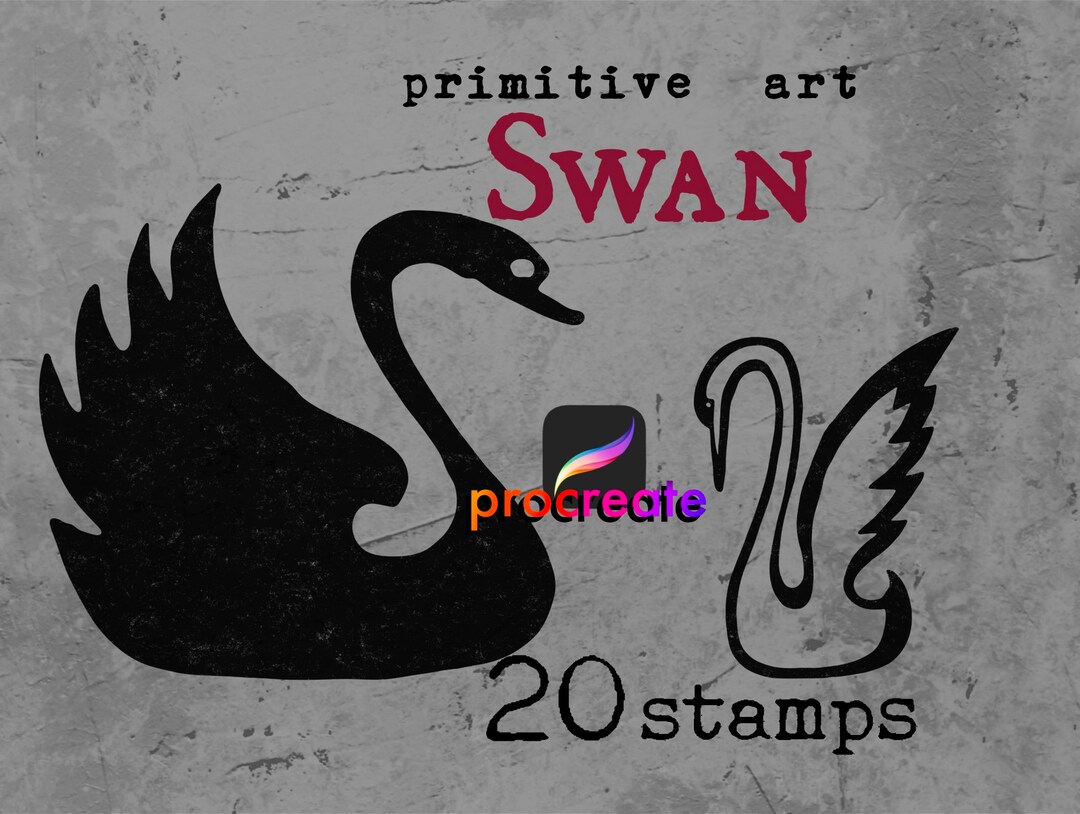 Procreate Swan Stamps. Primitive Swan Brushes. Bird Stamps for ...