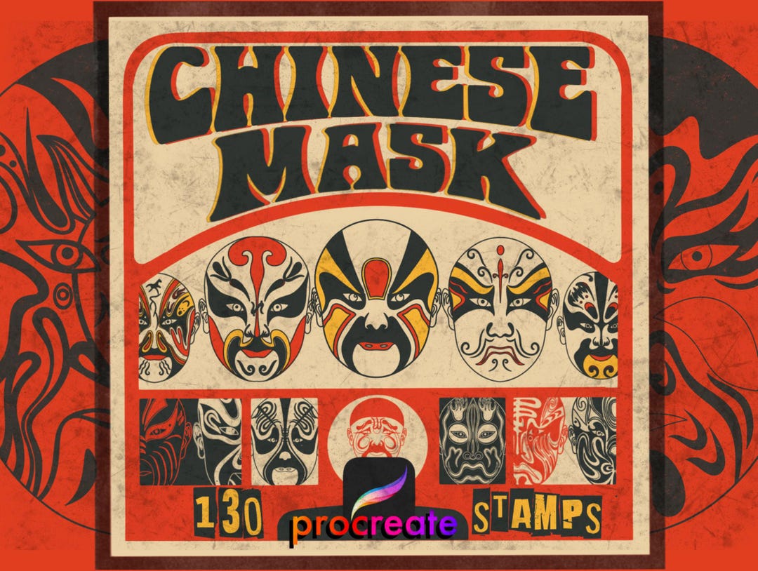 Chinese Opera Mask Stamps for Procreate. - Etsy