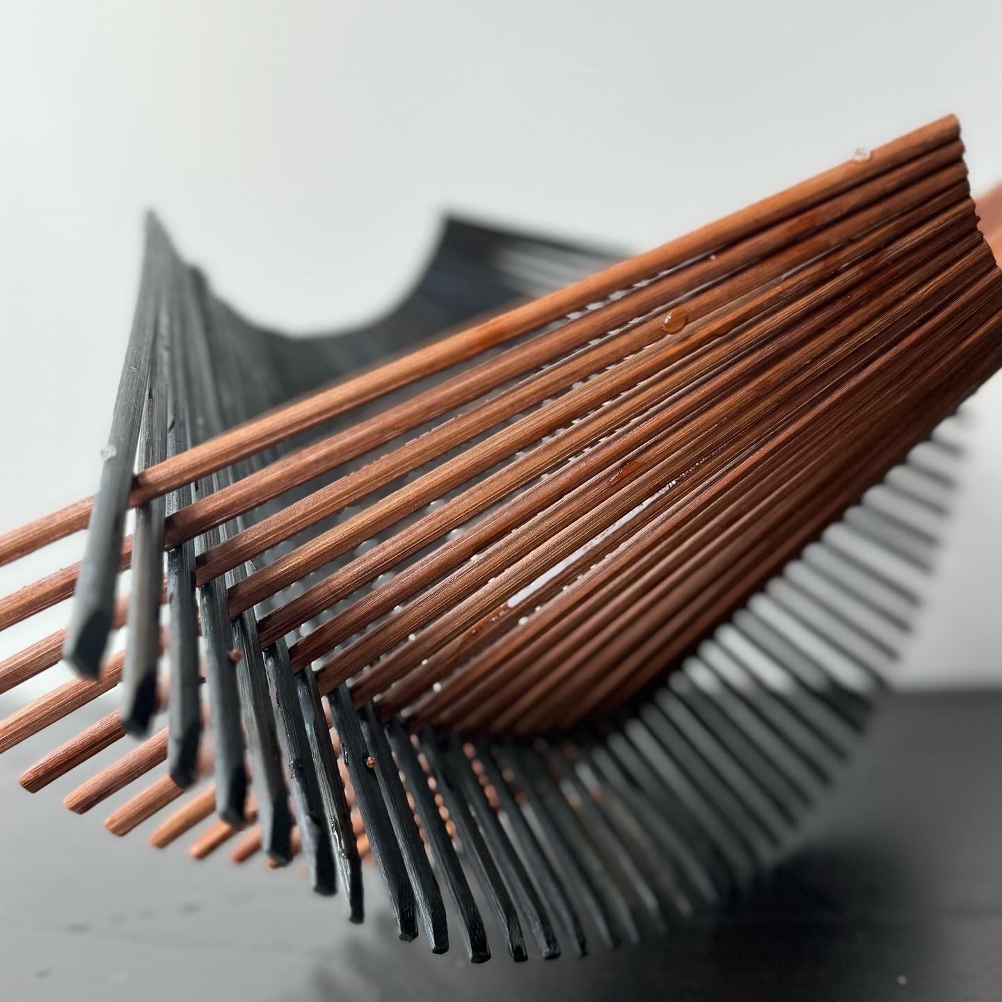 Midcentury Modern Folding Fan Bowl in Charcoal and Natural Wood - Etsy