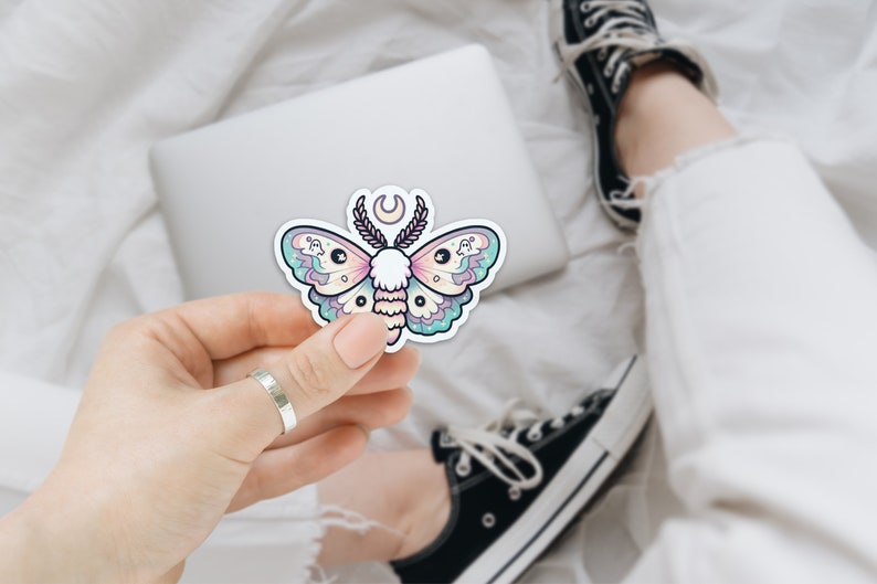 Cute Moth Sticker - Handcrafted, Water-resistant Vinyl Decal for ...