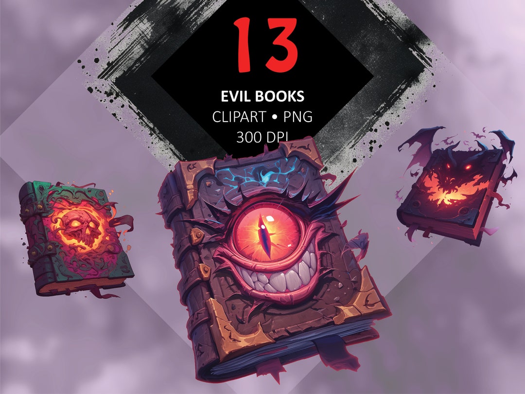 13 Evil Tomes and Spellbooks, Transparent PNG Files, Whimsical Dark ...