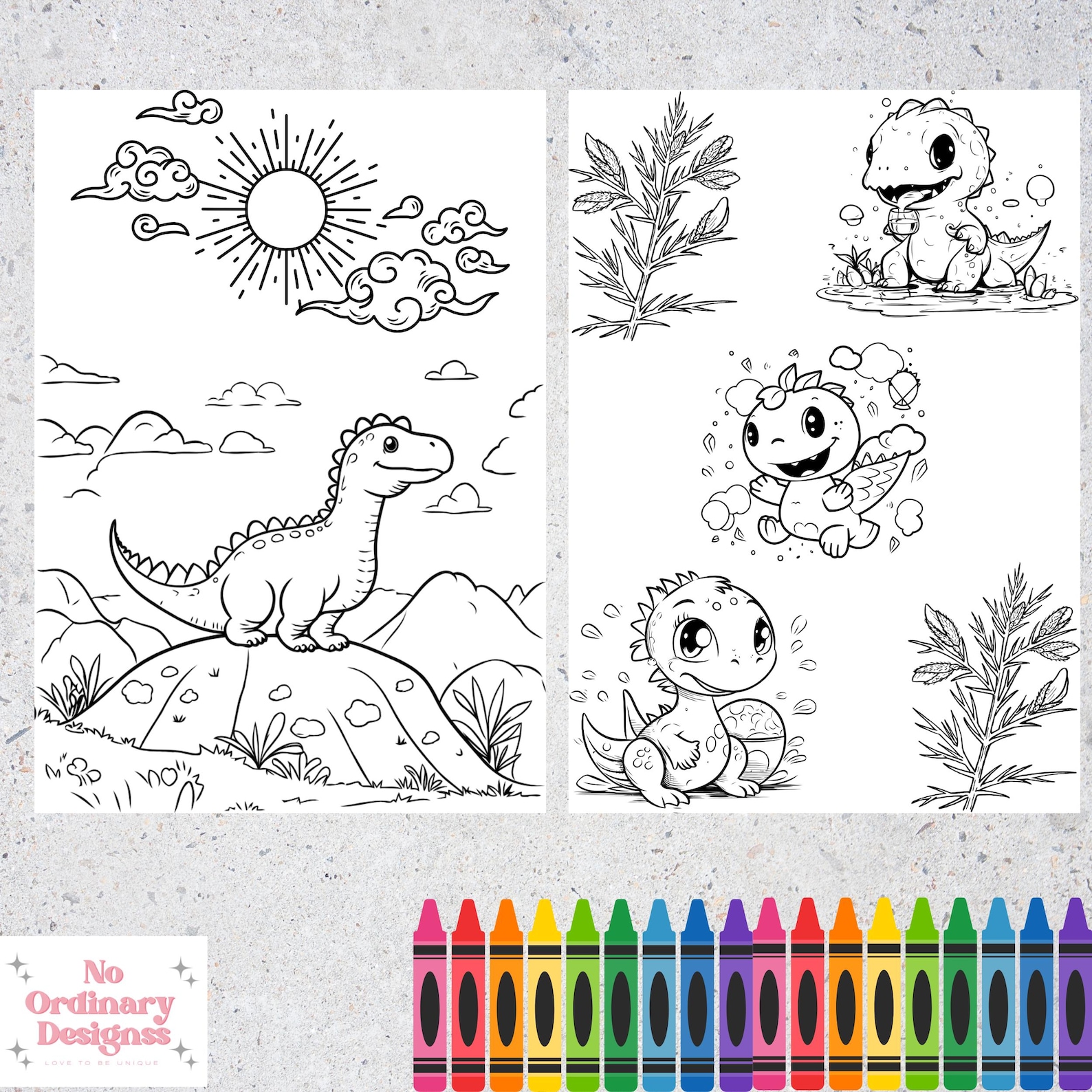 Dinosaur Colouring Bundle Childrens Dinosaur Colouring Pages Dinosaur ...