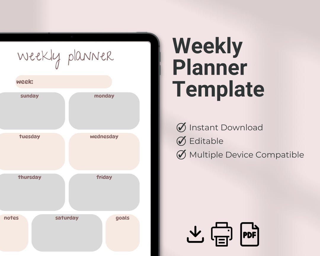 Minimal Weekly Planner | Printable PDF, Organized Life - Etsy Canada