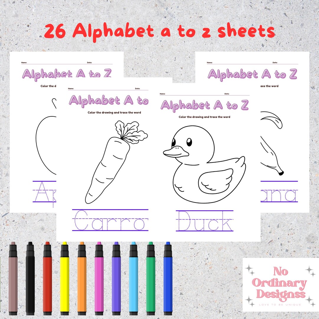 Printable Alphabet Coloring Pages: A-Z Learning Activity (PDF) - Etsy