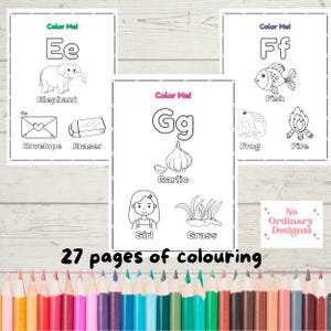 Printable Alphabet Coloring Book: A-Z Learning Pages (PDF) - Etsy