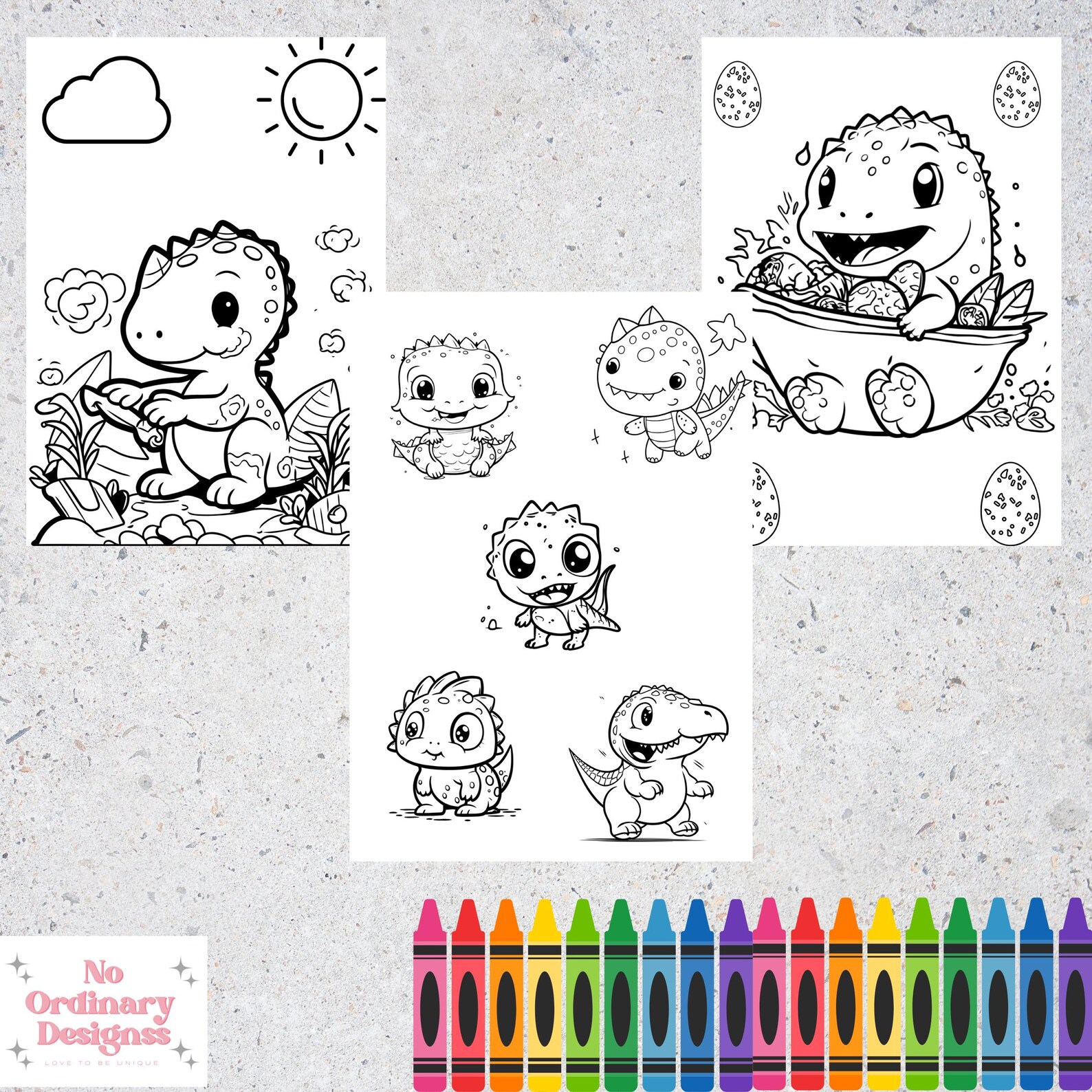 Dinosaur Colouring Bundle Childrens Dinosaur Colouring Pages Dinosaur ...