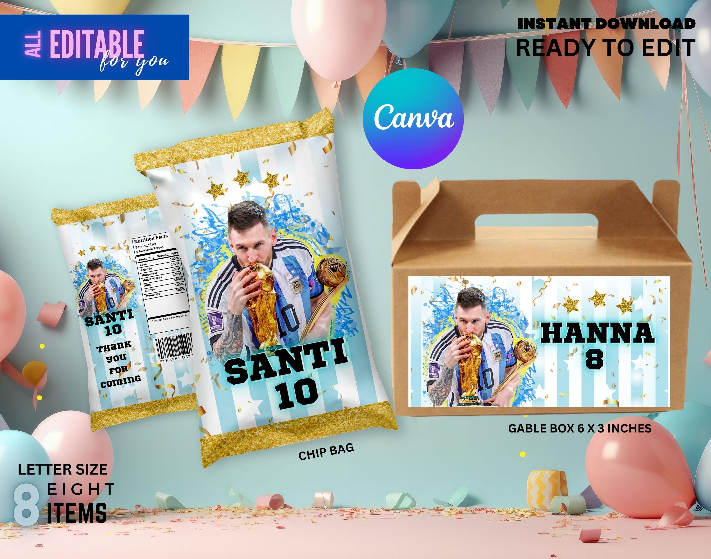 Messi Birthday Party Decoration Bundle Editable, World Cup Messi ...