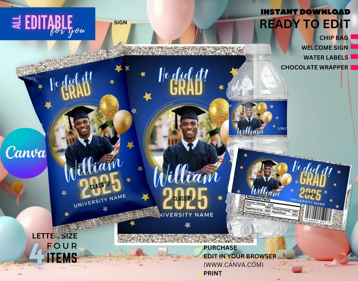 Class of 2025 Graduation Party Bundle Editable, Senior Class of 2025 ...