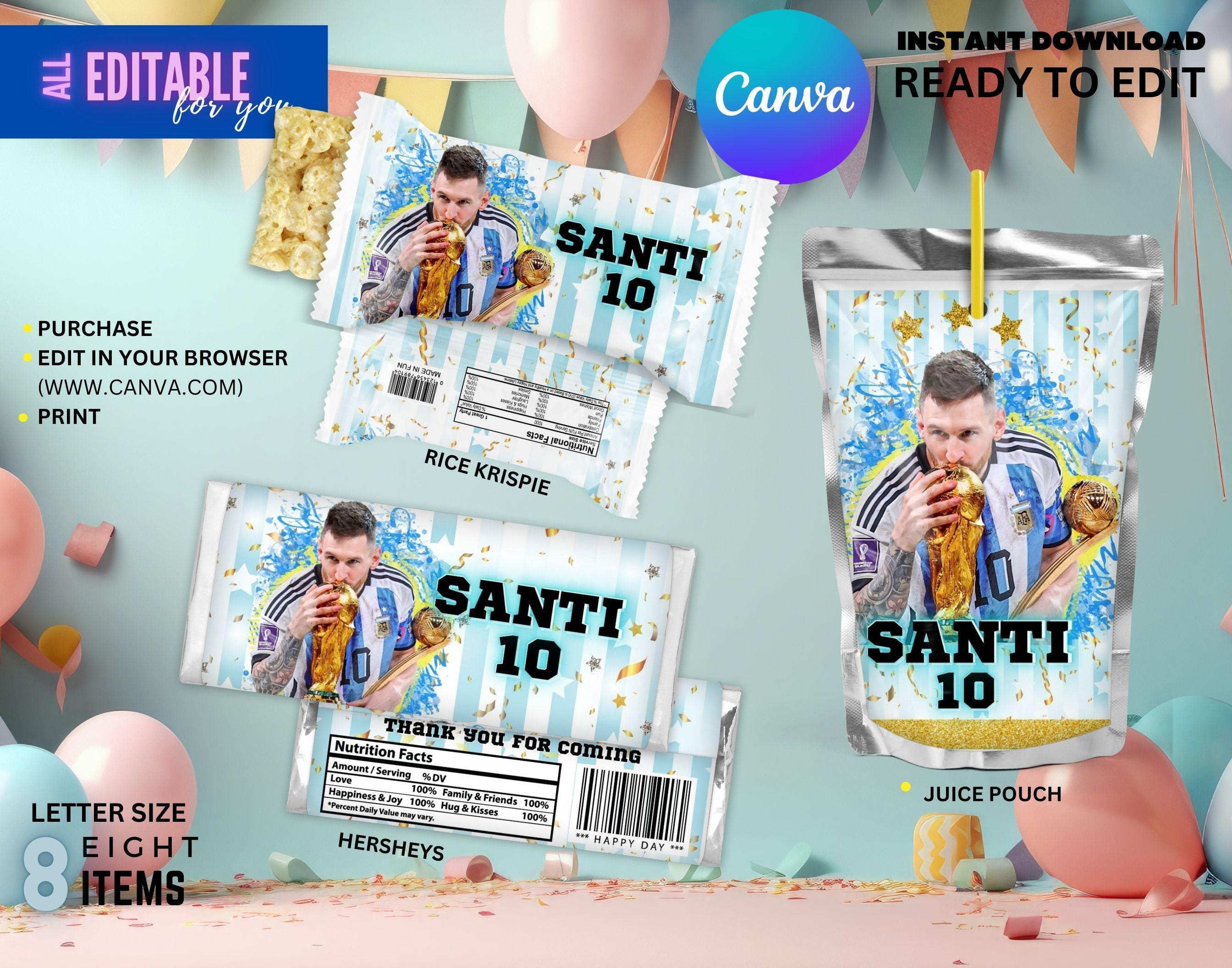 Messi Birthday Party Decoration Bundle Editable, World Cup Messi ...