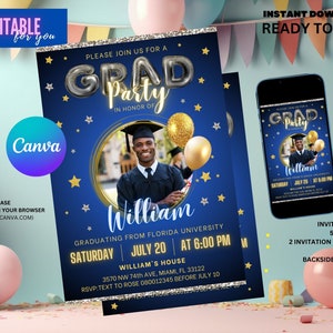Grad Party Invite Editable Class of 2024. Graduation Party Editable ...