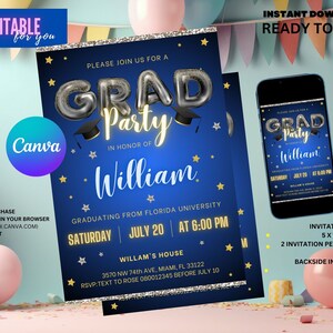 Grad Party Invite Editable Class of 2024. Graduation Party Editable ...