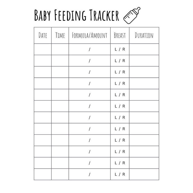 Printable Daily Baby Tracking Page, DIY Baby Tracking Log Book, Feeding ...