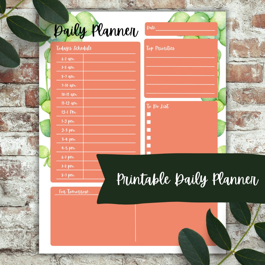 Daily Planner, Printable Planner, Printable Daily Planner, Terracotta ...