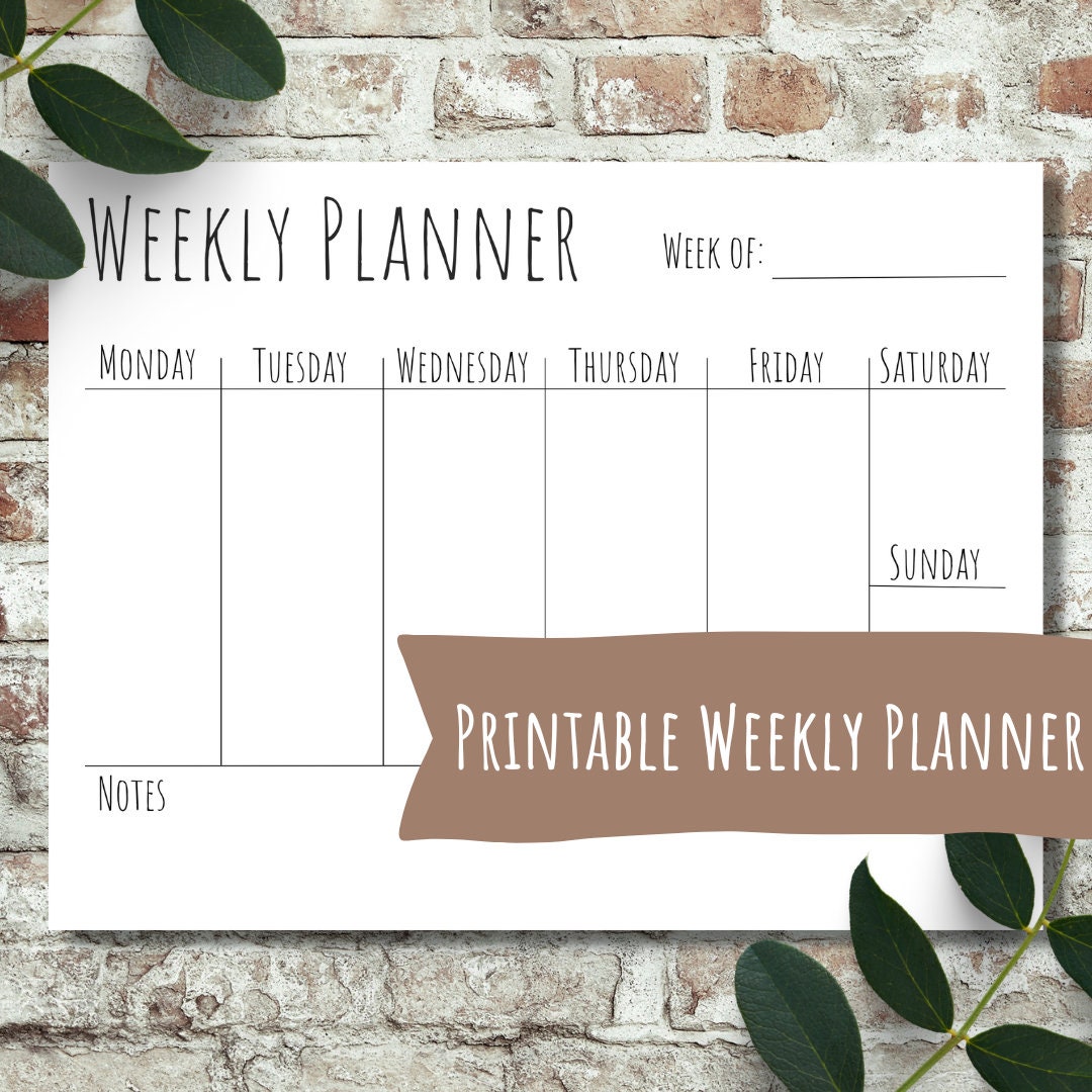 Weekly Planner, Printable Planner, Printable Weekly Planner, Minimalist ...