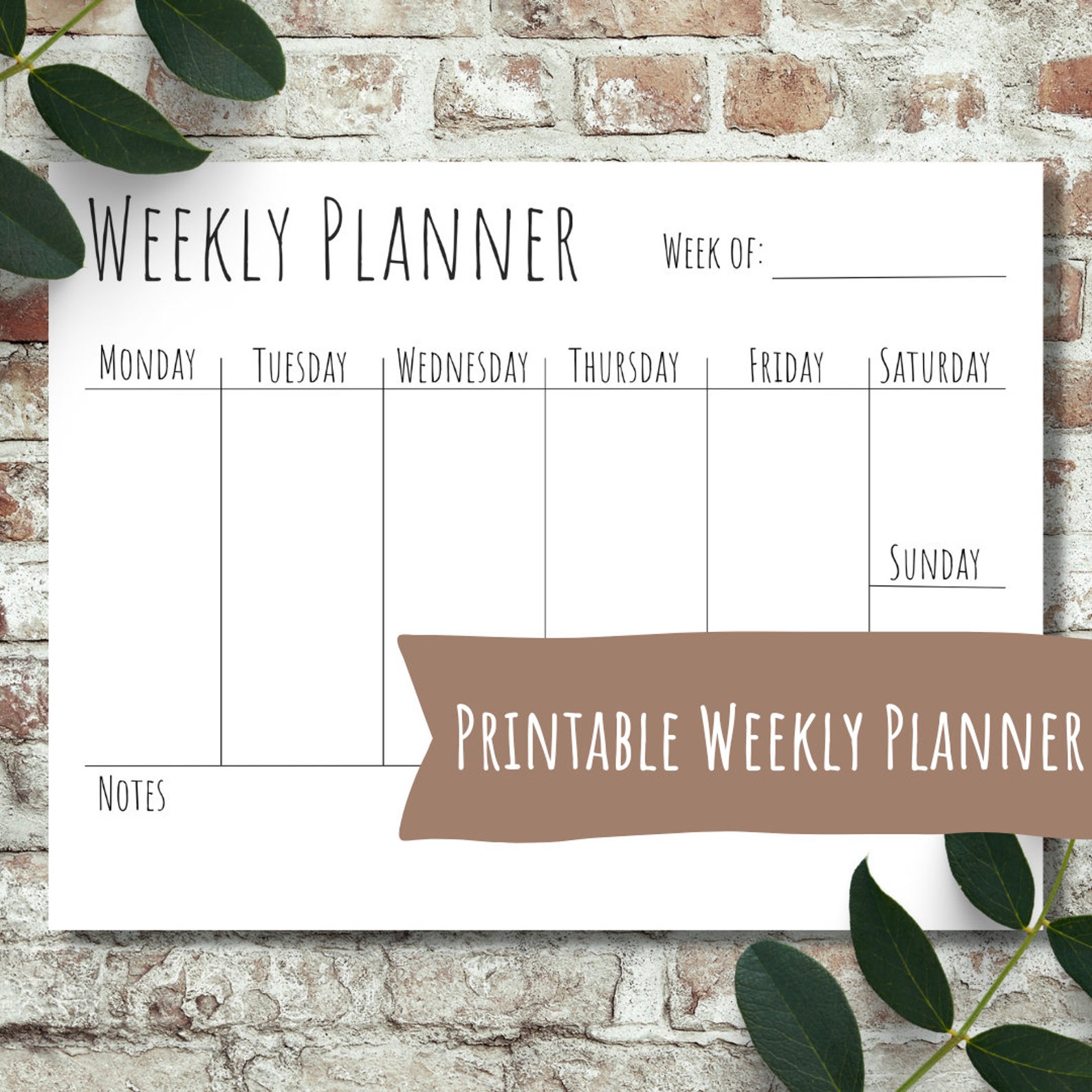 Weekly Planner, Printable Planner, Printable Weekly Planner, Minimalist ...
