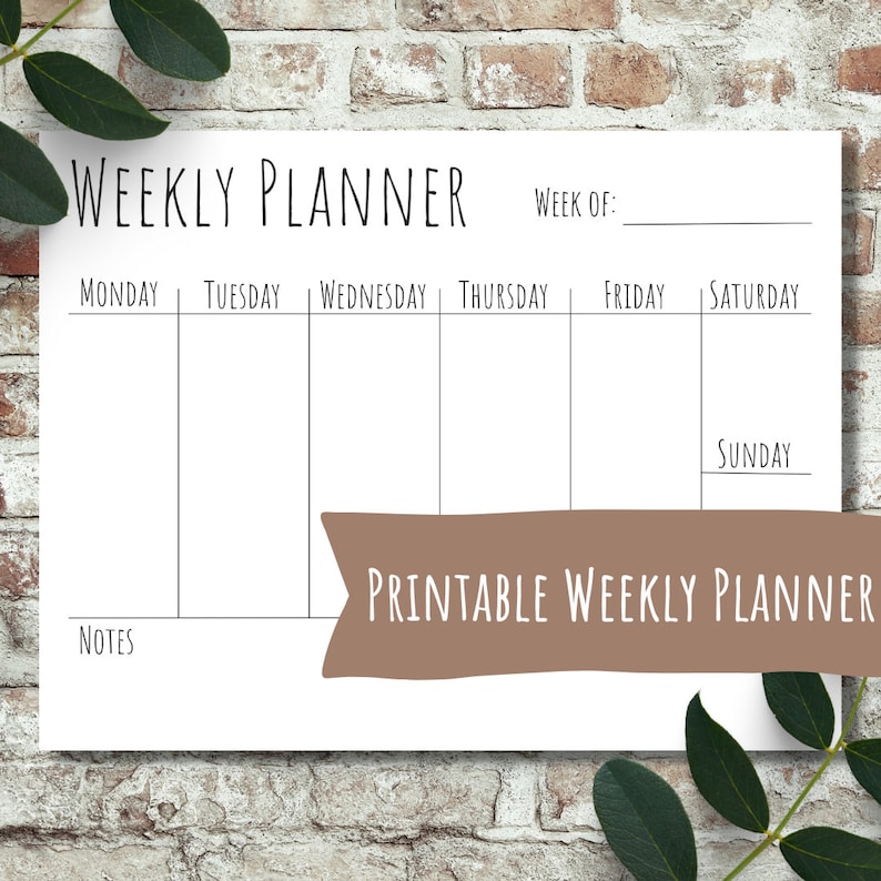 Weekly Planner, Printable Planner, Printable Weekly Planner, Minimalist ...