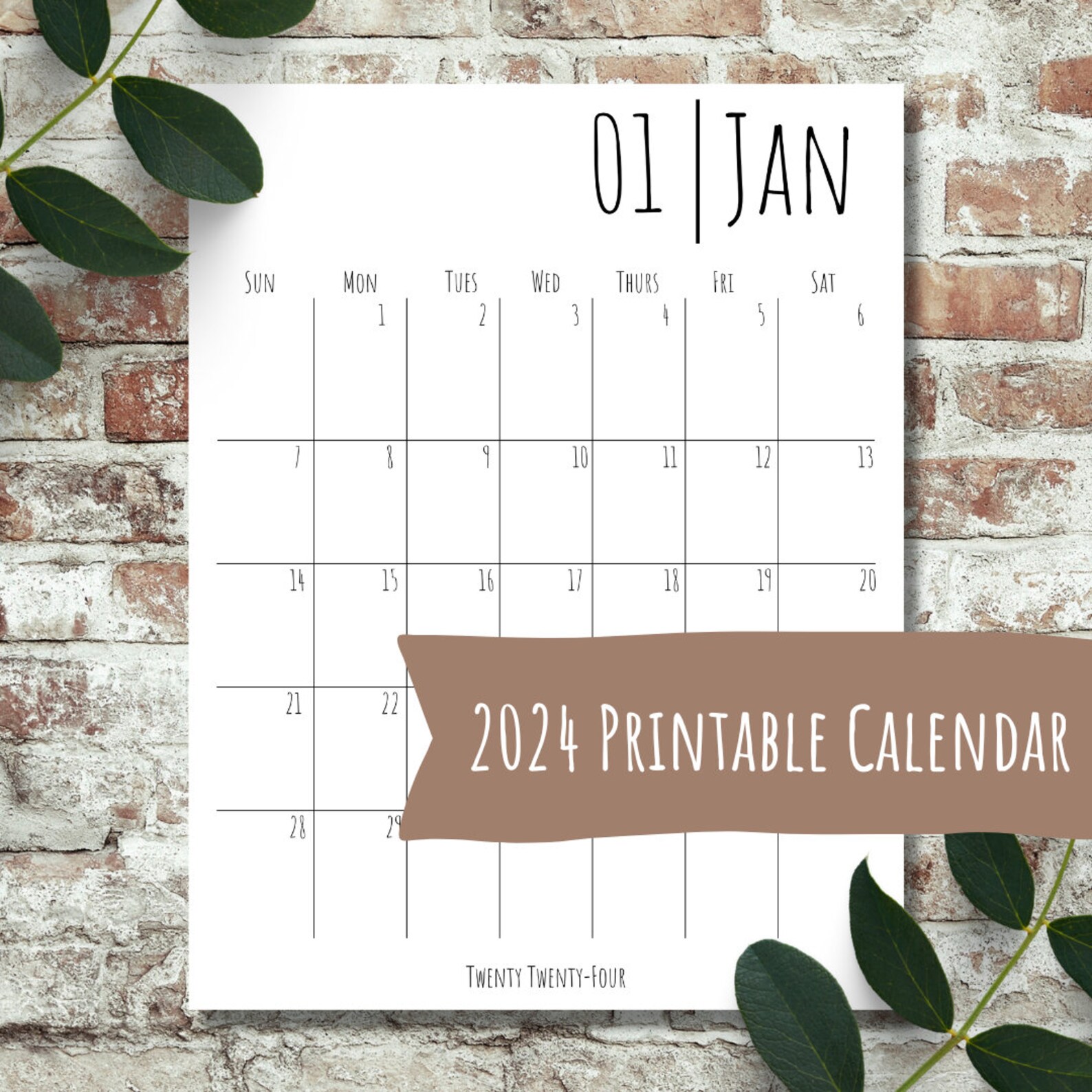 2024 Calendar, Printable Calendar, 2024 Printable Calendar, Minimalist ...