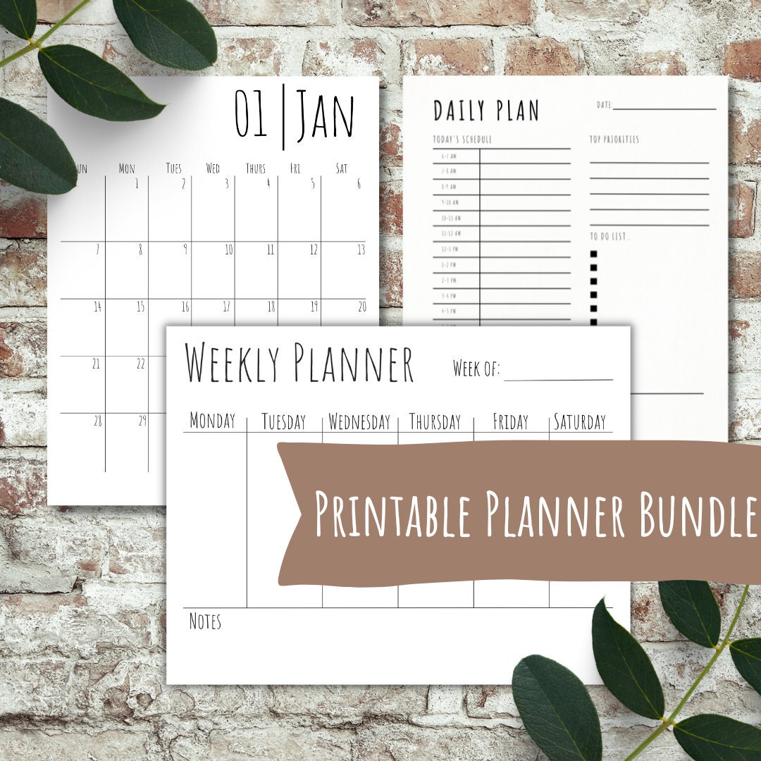 Printable Planner Bundle, Planner Bundle, Calendar, Weekly Planner ...