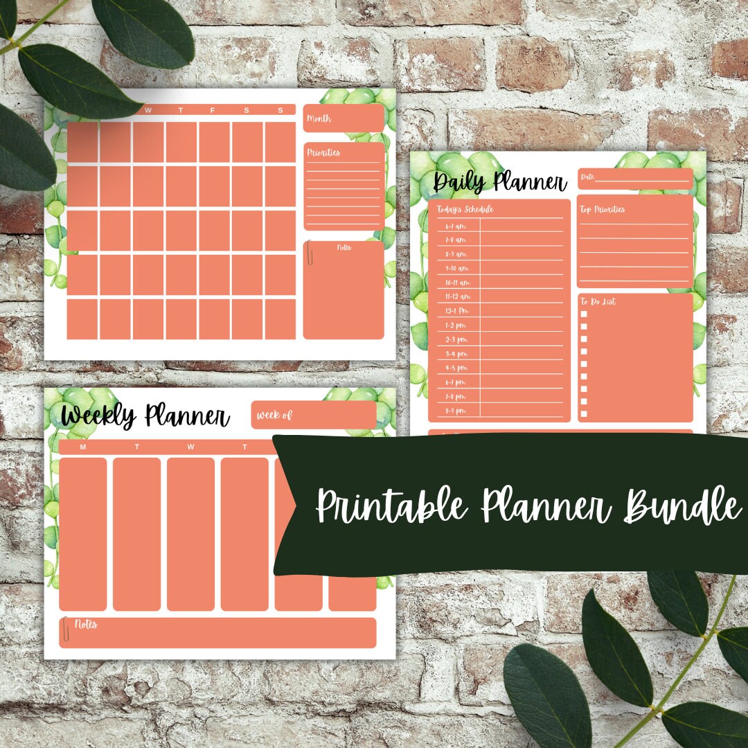 Printable Planner Bundle, Printable Planner, Printable Calendar Bundle ...