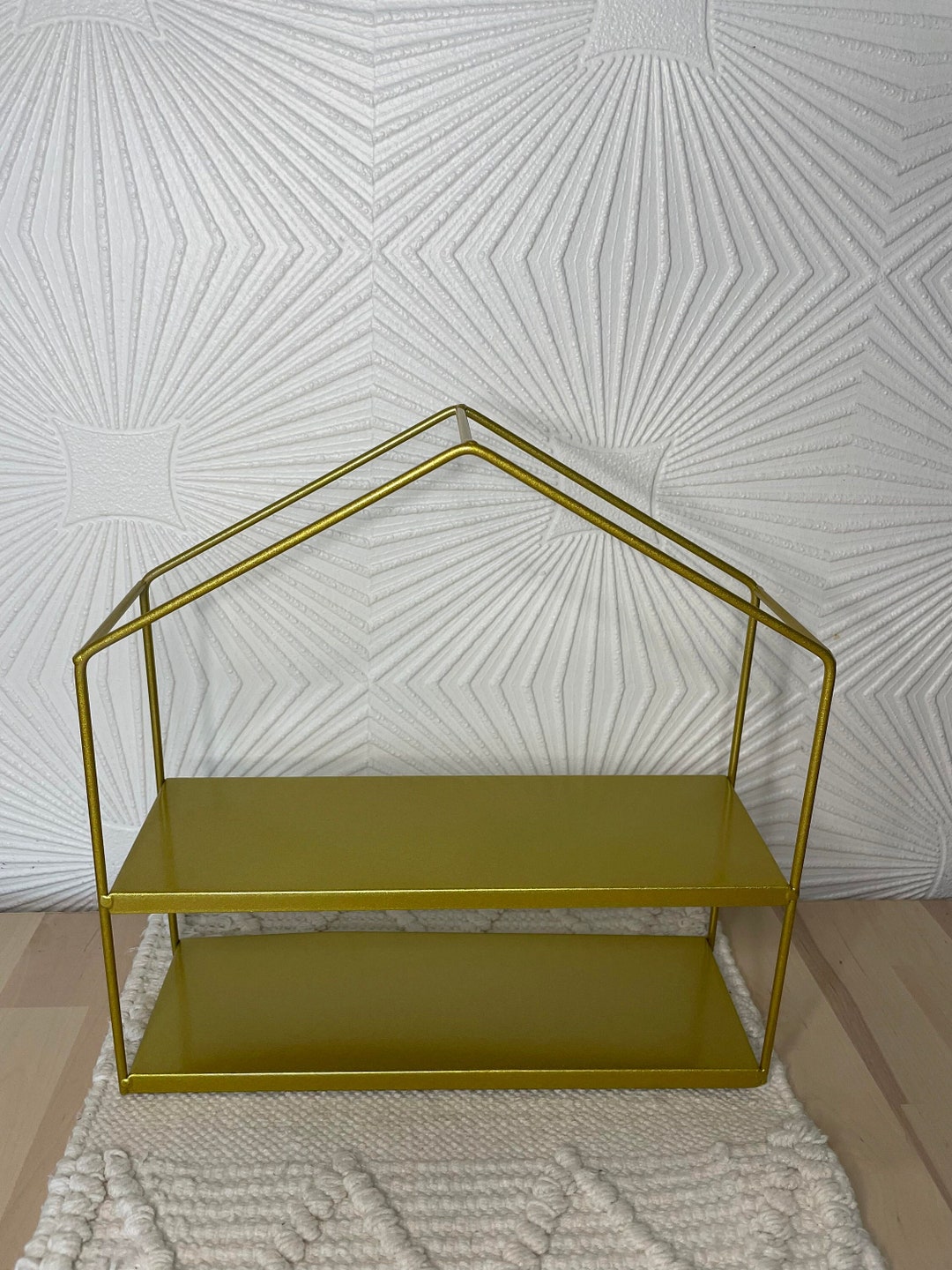 Elegant Gold Metal Display Stand With Dual-layer & Pyramid Roof Fully ...