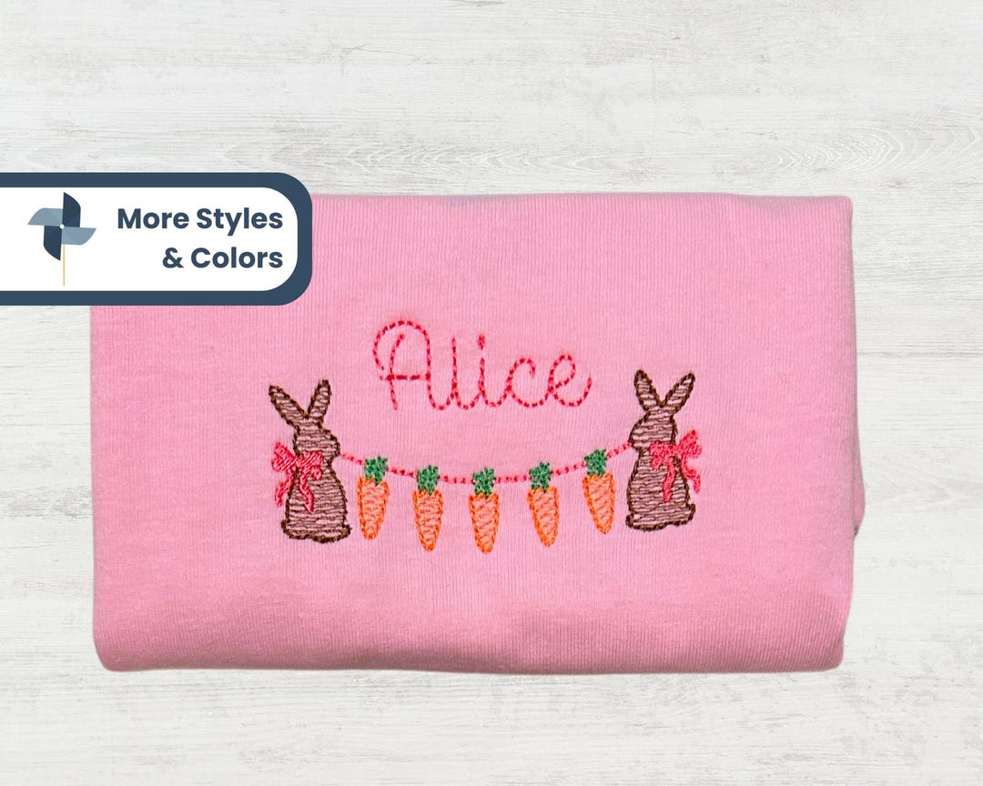 Easter Bunny Custom Embroidered Girl Shirt Tee Bodysuit // Personalized ...