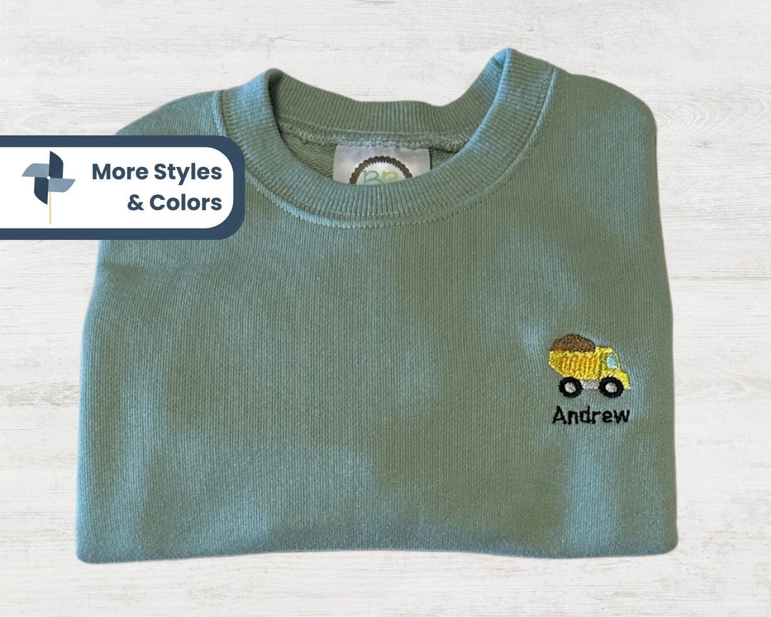 Embroidered Boy Construction Birthday Shirt Sweatshirt // Personalized ...