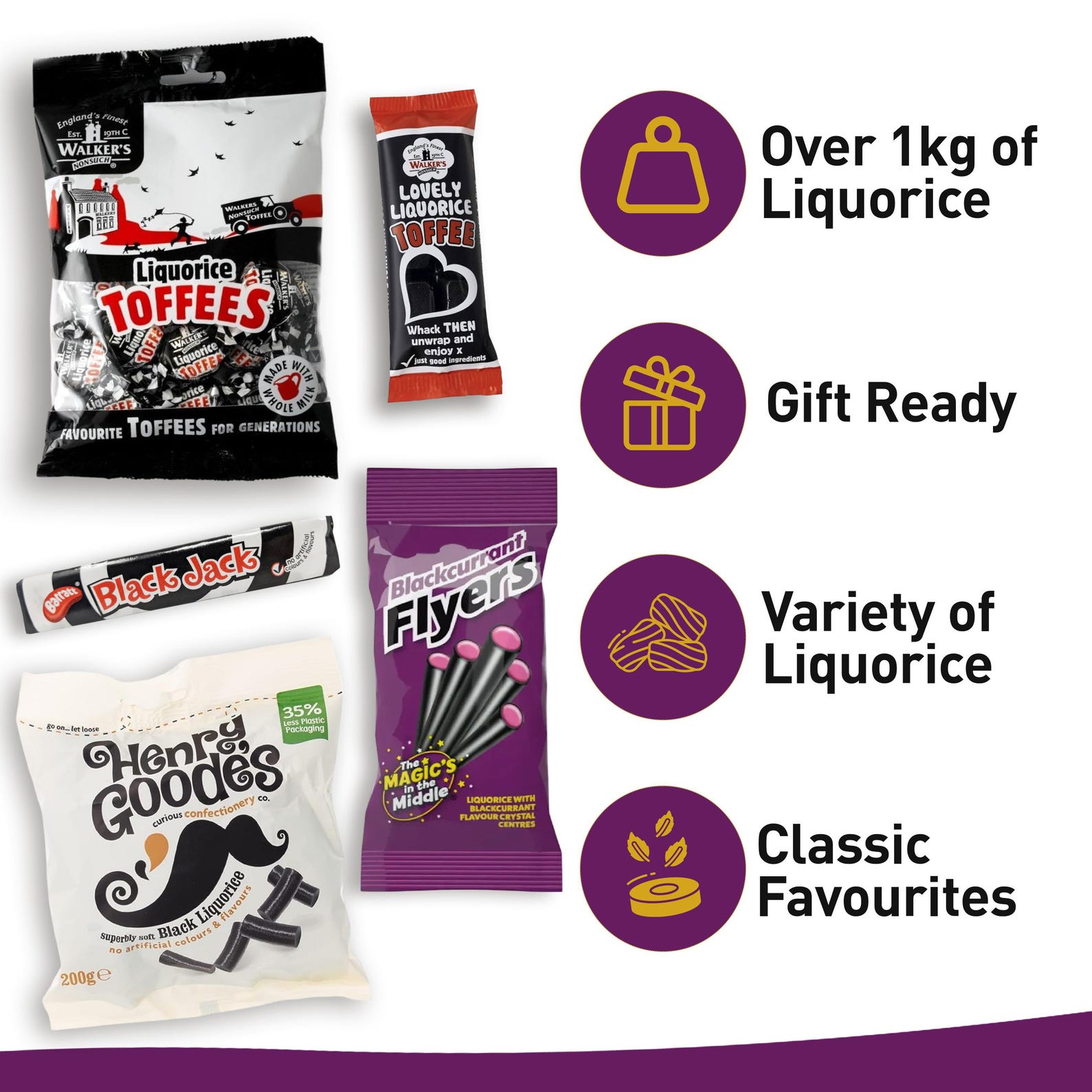 Liquorice Gift Set With Allsorts, Flyers, Pontefract Cakes, Liquorice ...