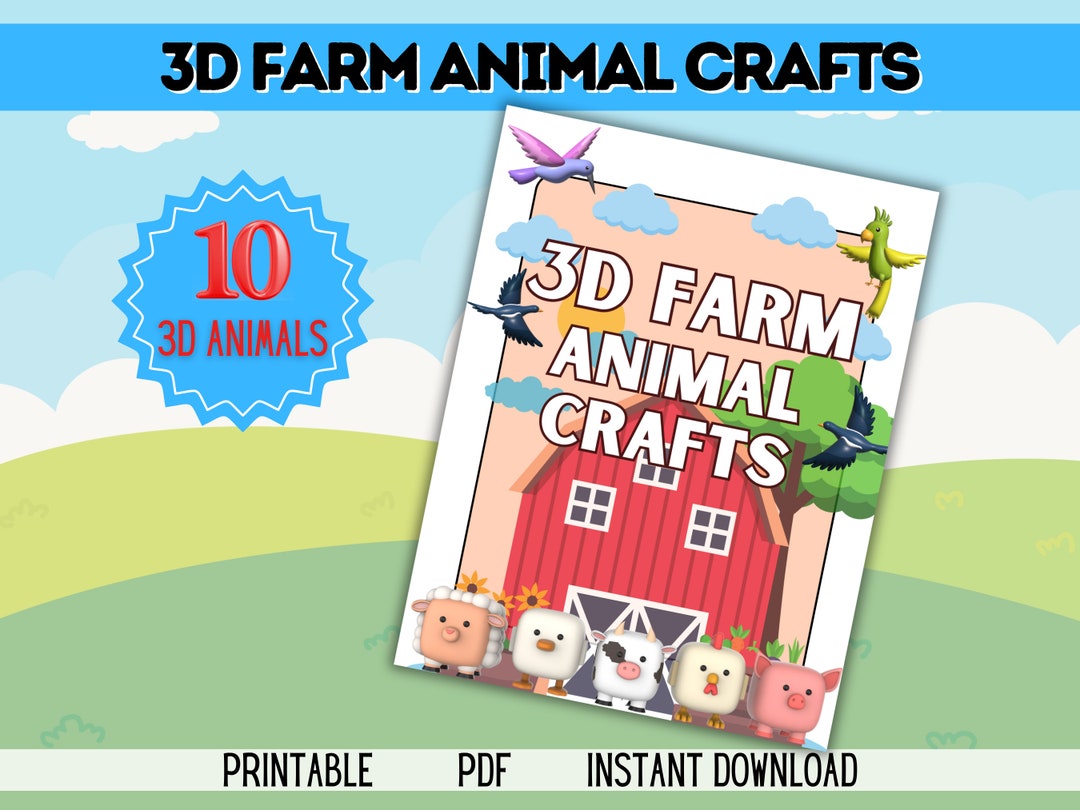 3D Farm Animal Crafts, Cube Animals, Kids Crafts, Instant Download ...