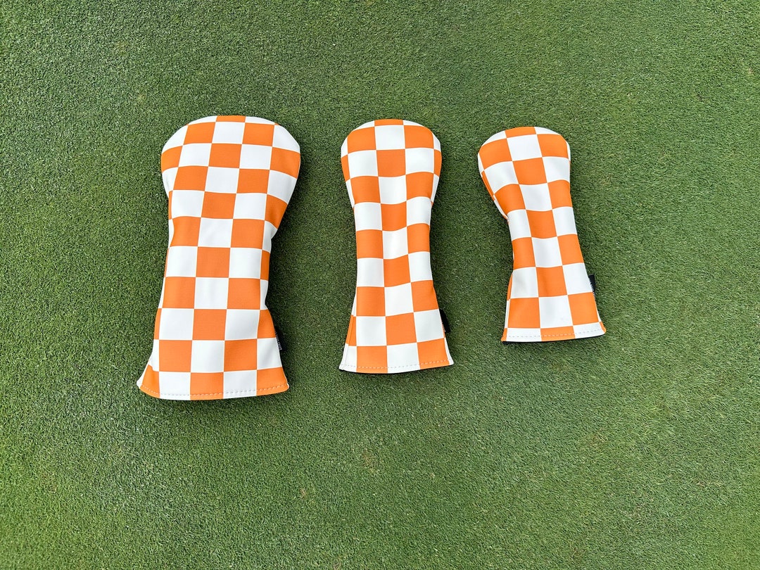 Fan Inspired Golf Headcovers - White and Orange Checkerboard, Driver ...
