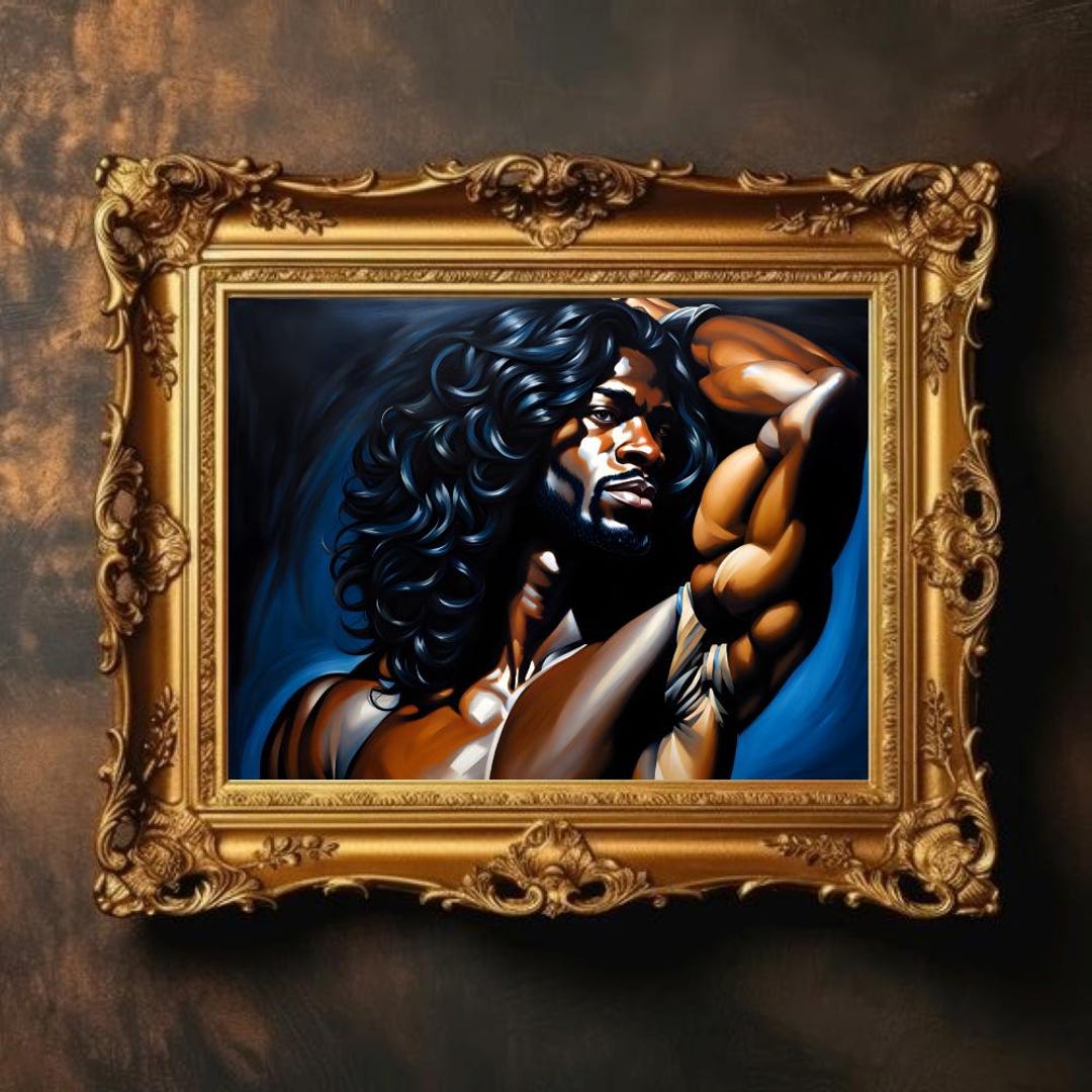 Portrait Art Print / Muscle Man Art / Oil Painting / Poster Wall Art ...