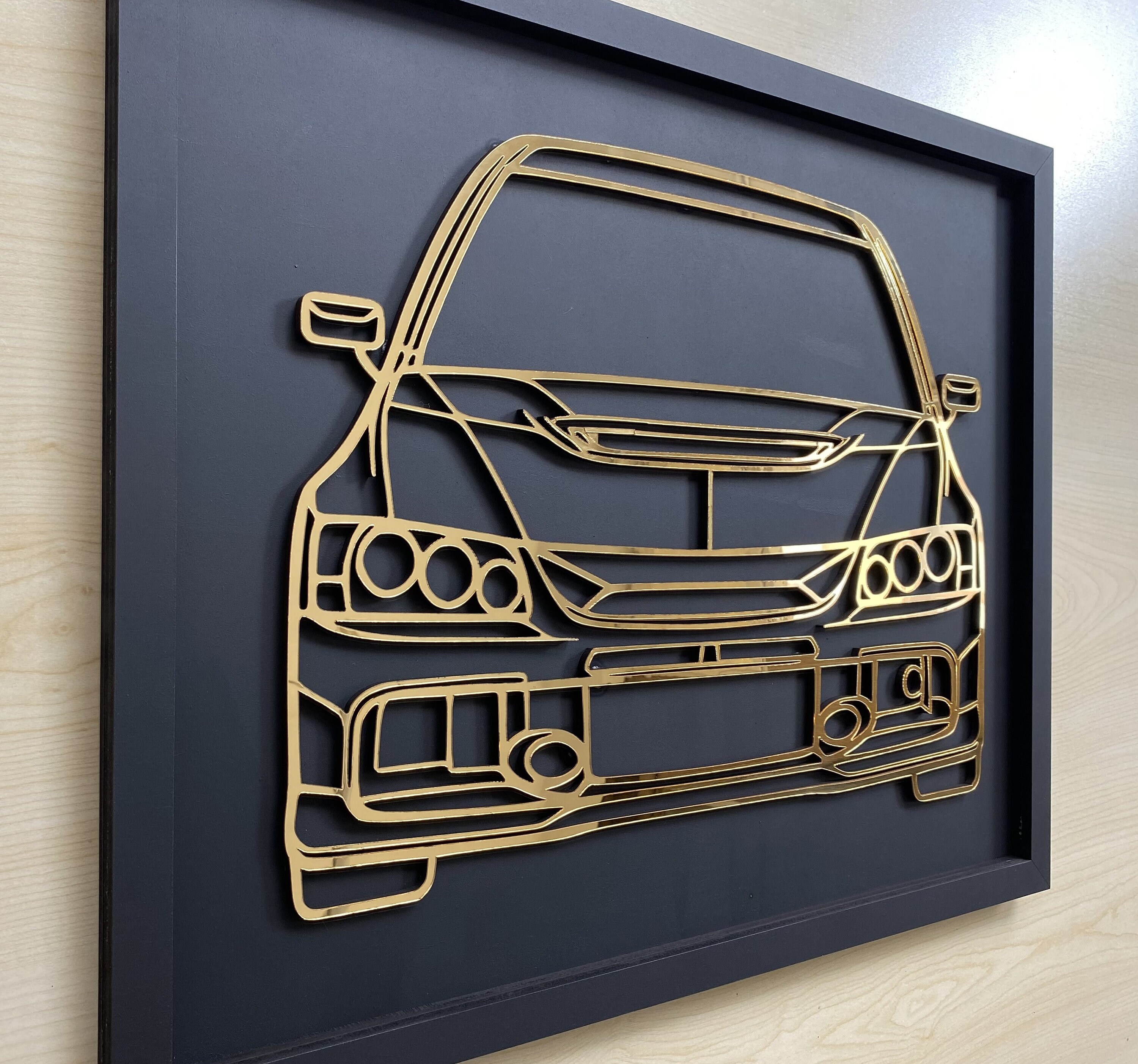 Evo 9 Front Car Wooden Wall Art Silhouette Wood Wall Art Car Silhouette ...