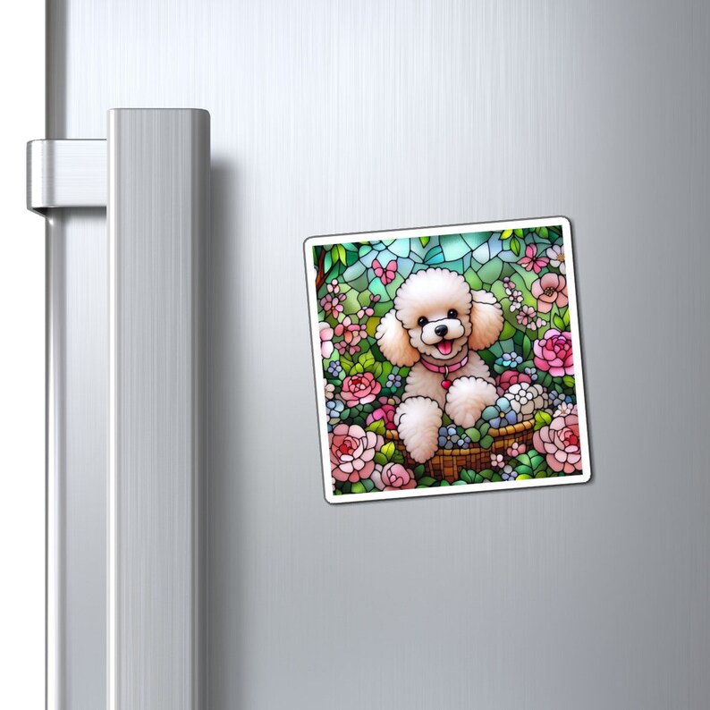 Poodle Magnet, Stained Glass Design, Dog Lovers Gift, Cute Dog Magnet ...