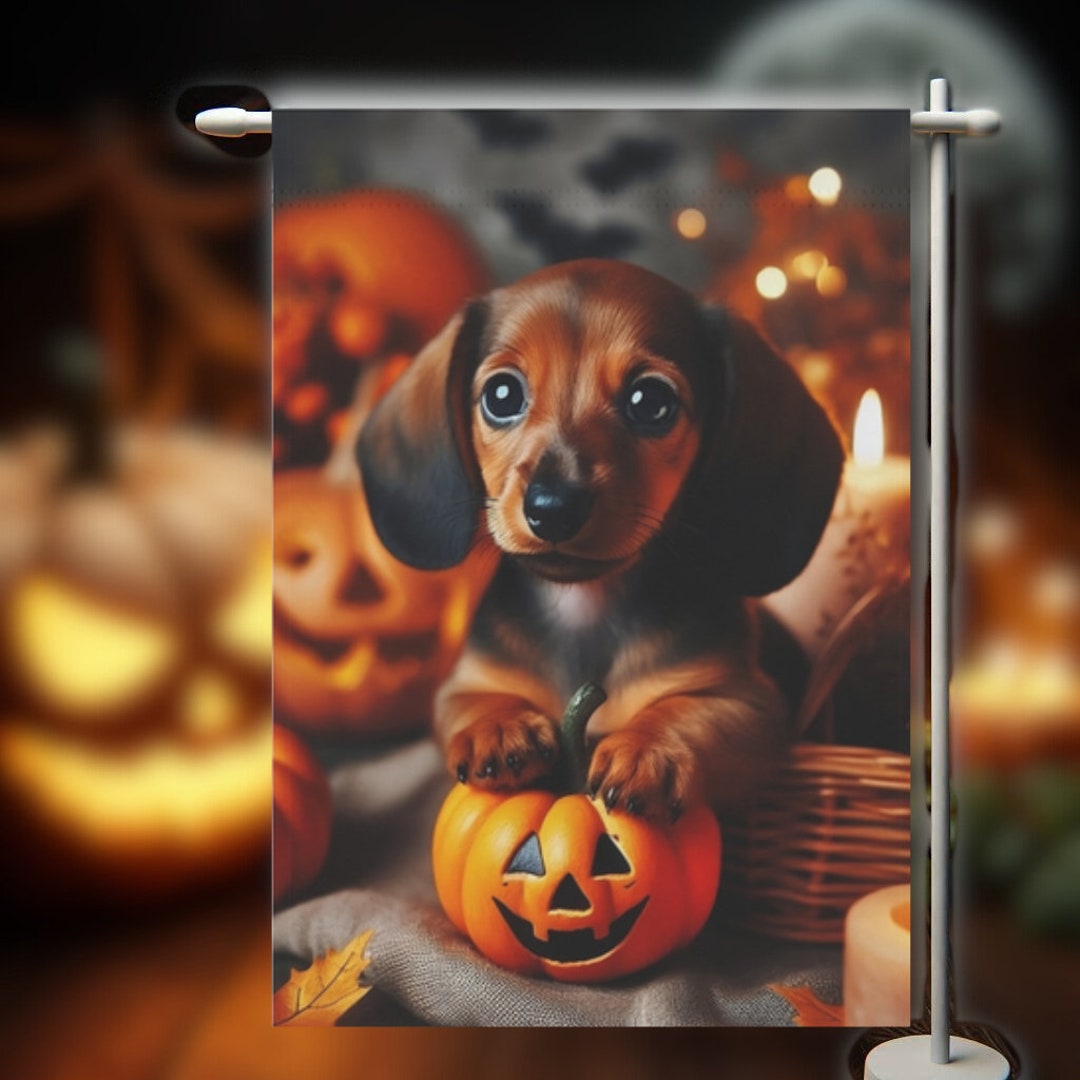 Sausage Dog Halloween Dog Flag, Banner Fall Garden Flag, Gift for Dog ...