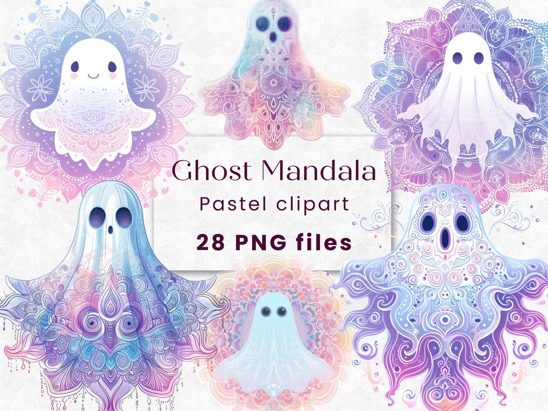 Pastel Ghost Mandala Clipart, Halloween Mandala Clipart, Cute Ghost PNG ...