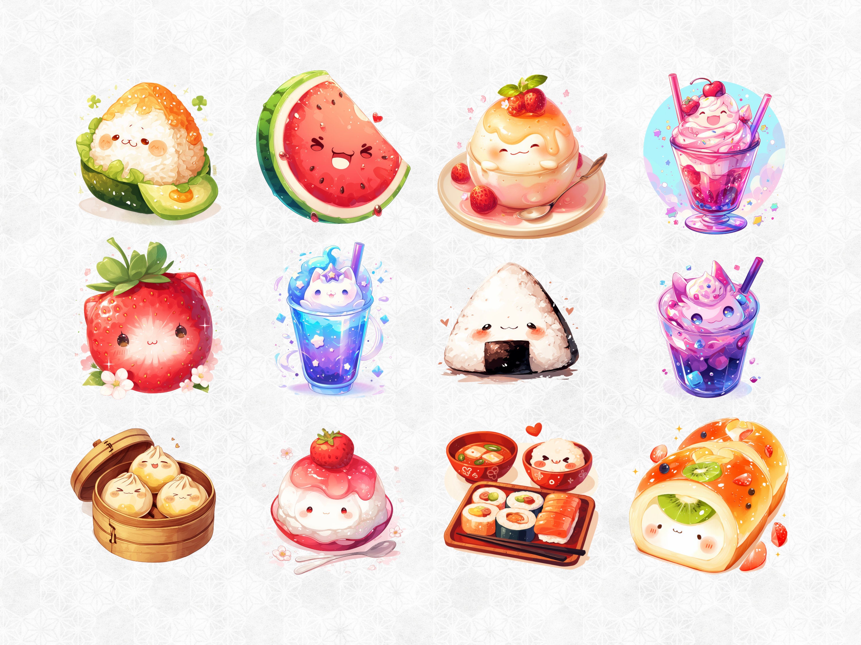 Kawaii Food Clipart, Cute Anime, Japanese Food, Ramen, Sushi, Dango ...