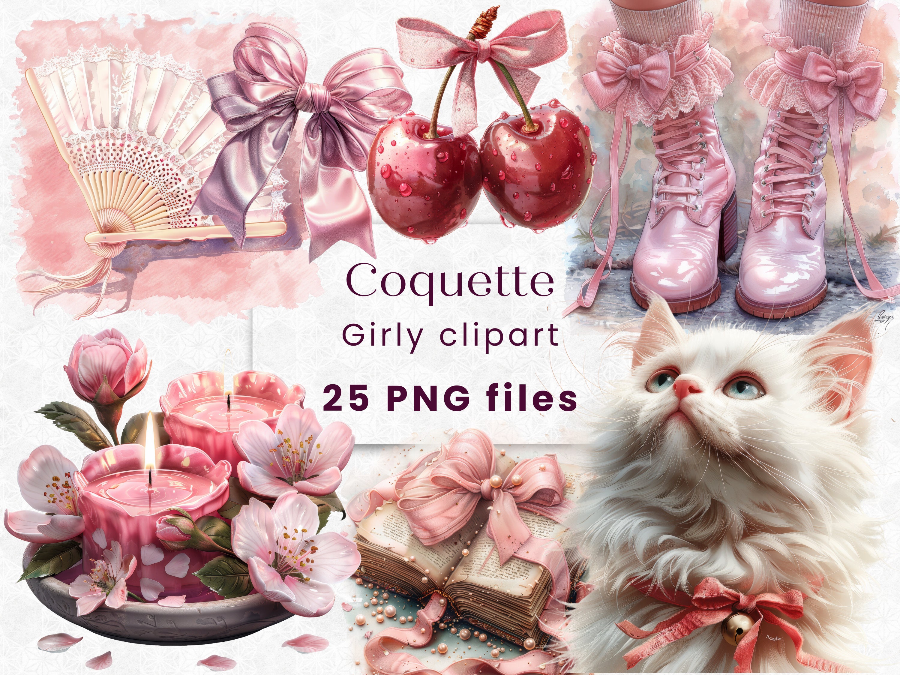 Coquette Aesthetic Clipart, Pink Clipart, Pink Watercolor, Feminine ...
