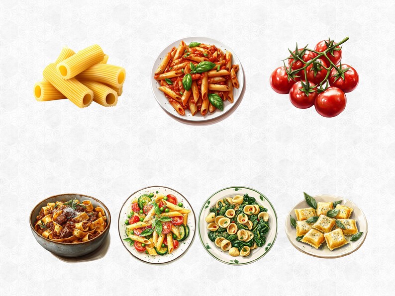 Watercolor Pasta Clipart, Italian Food Clipart, Food Illustration ...