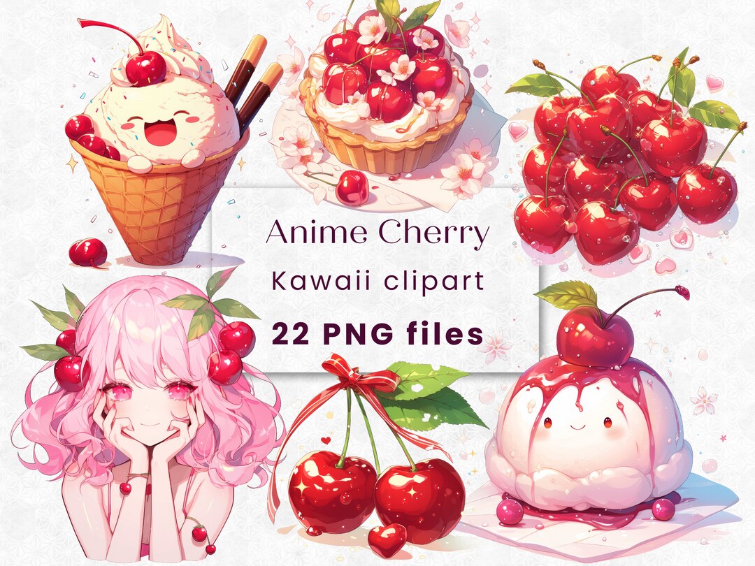 Cute Kawaii Cherry Clipart, Anime Japanese, Kawaii Food PNG, Summer ...