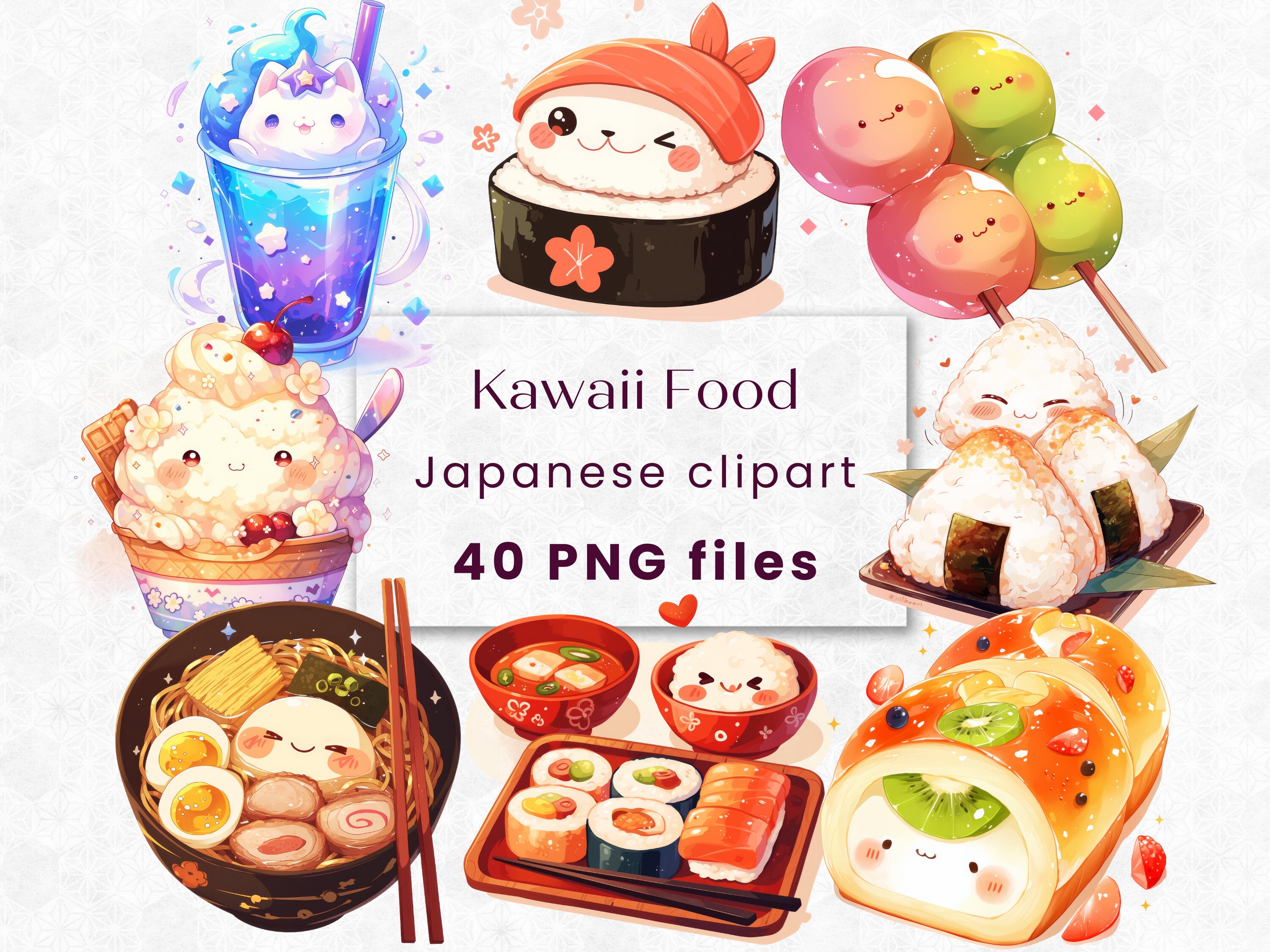Kawaii Food Clipart, Cute Anime, Japanese Food, Ramen, Sushi, Dango ...