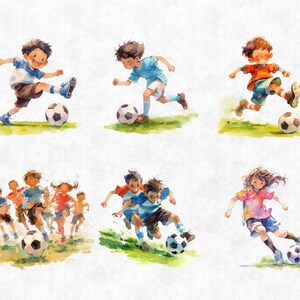 Watercolor Children Playing Football, Cute Children, Soccer, Family ...