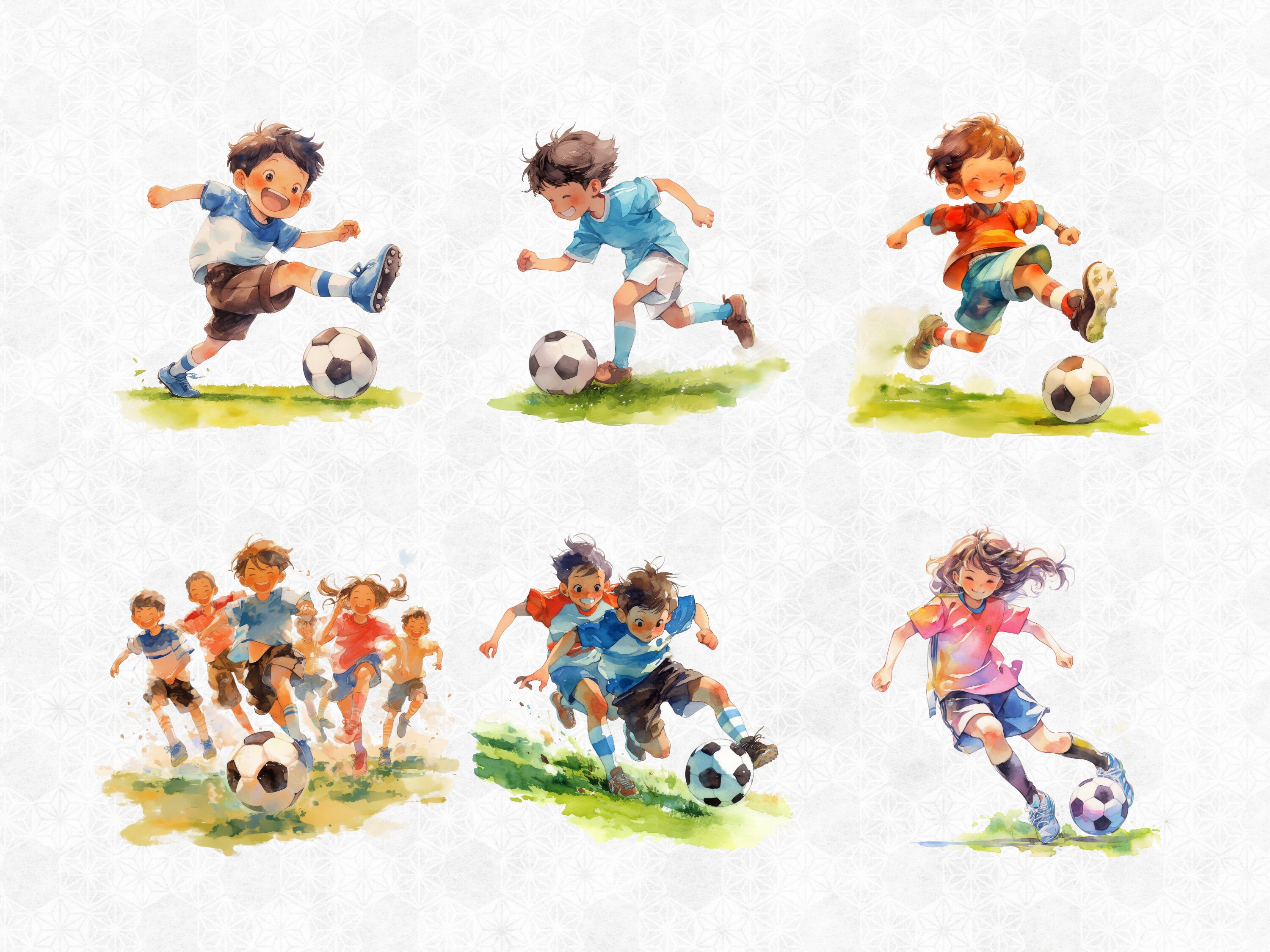 Watercolor Children Playing Football, Cute Children, Soccer, Family ...
